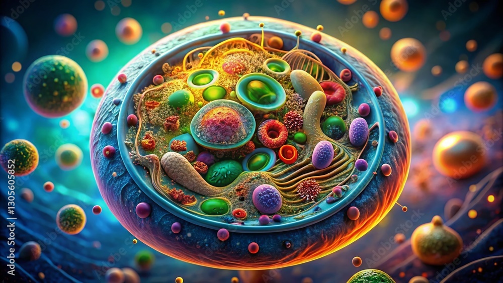 Microscopic Archaea: 3D Render of Prokaryotic Cell Anatomy, Labeled ...