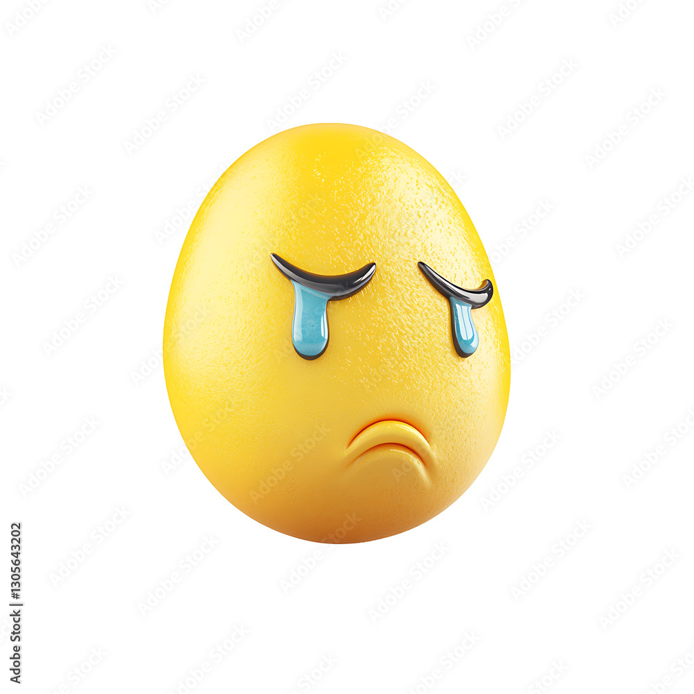 Yellow Crying Face Emoji 3D Render Stock Illustration | Adobe Stock