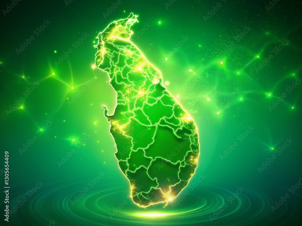 Surreal Animated Sri Lanka Map: Green Screen, Southern Region Highlight ...