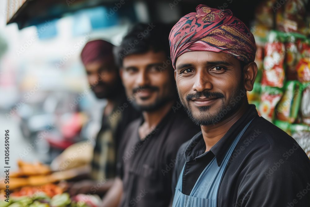 Photograph of a group of street food stall workers. Stock Photo | Adobe ...