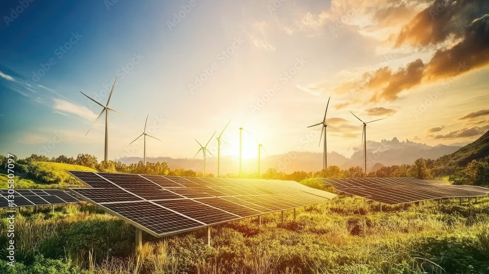 Future energy scenario showing net-zero carbon goals, electric grids ...