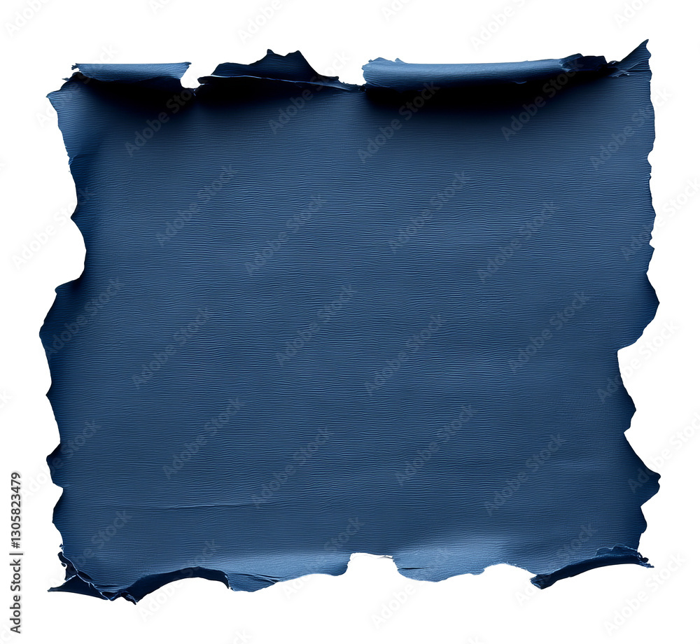 Blue aged parchment paper texture with torn edges, vintage background ...