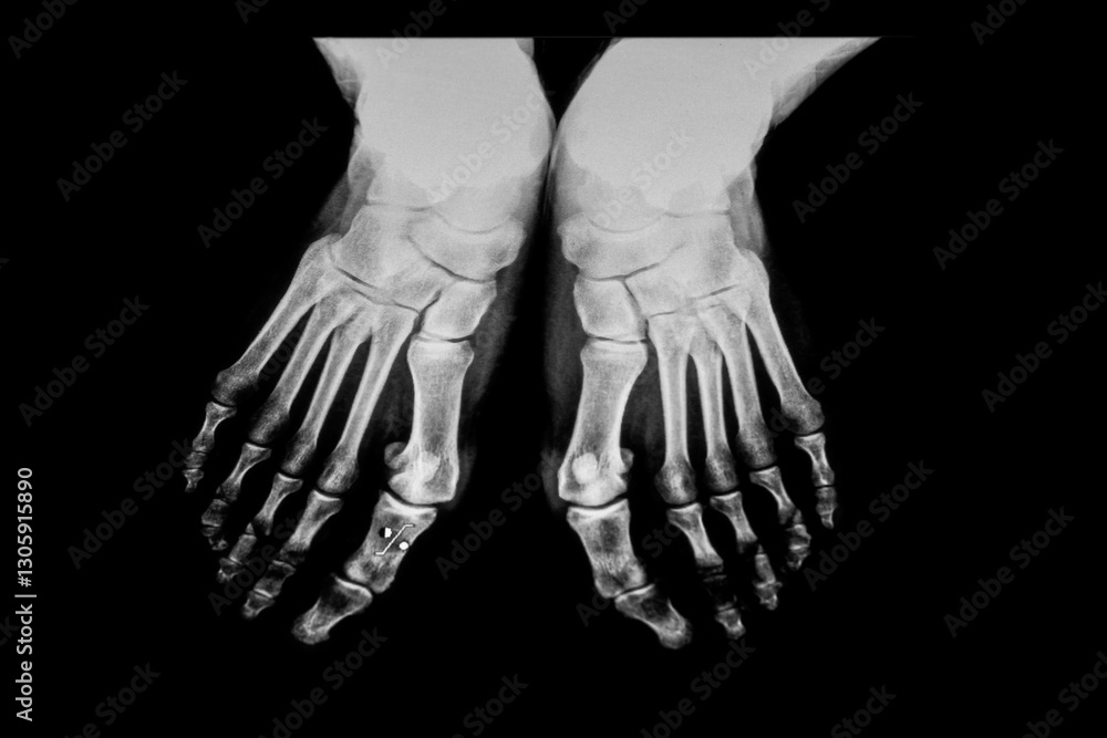 Standard radiograph of both feet in a weight-bearing position, showing ...