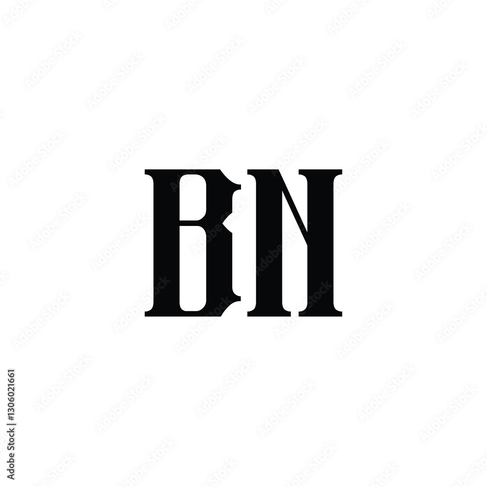 BN monogram logo design letter text name symbol monochrome logotype ...