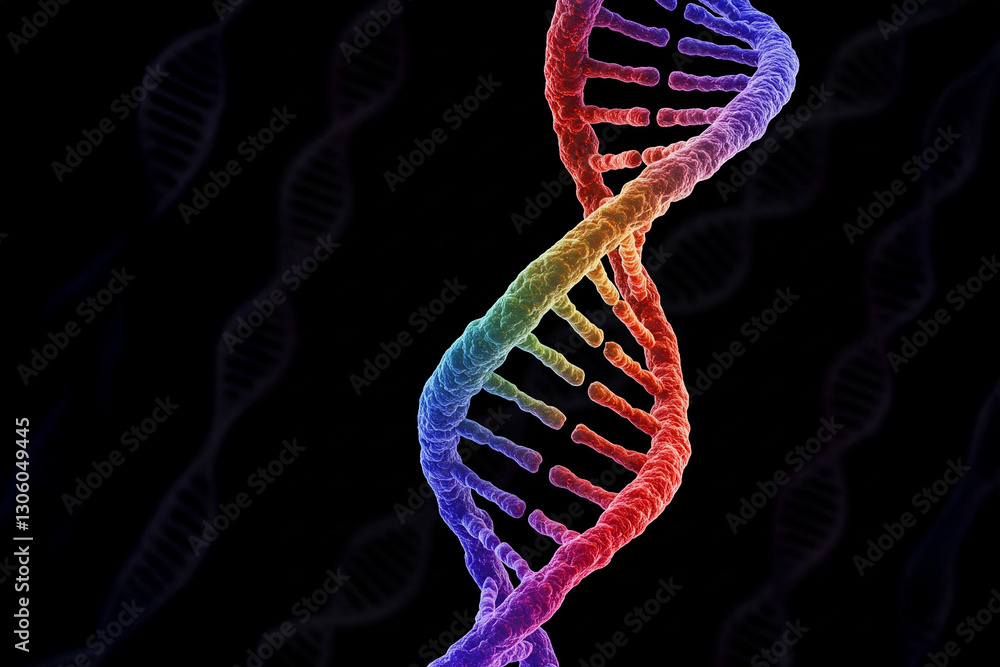 Illuminated DNA double helix a symbol of genetic code and molecular ...