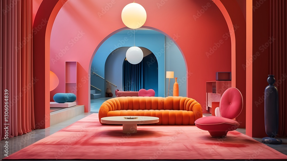 Artistic interior design with arches and complementary color palettes ...