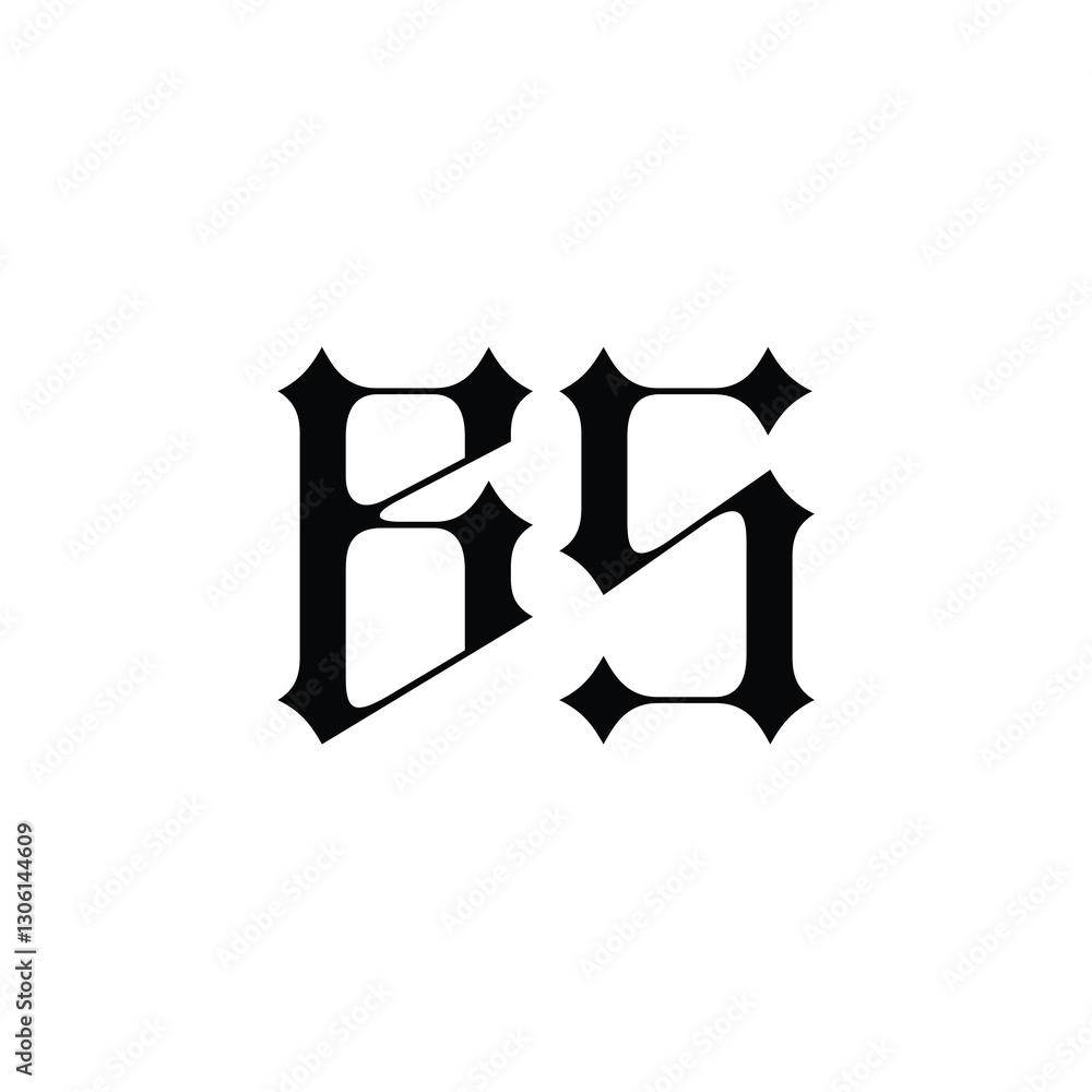 BS monogram logo design letter text name symbol monochrome logotype ...
