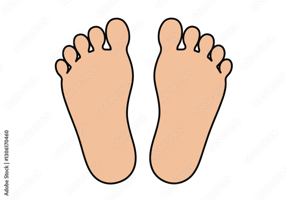 Picture of Feet Clipart. This image shows a pair of feet with five toes ...