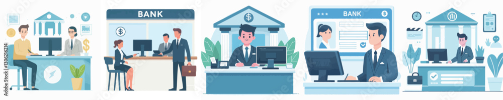 Vector of a bank teller. Stock Vector | Adobe Stock