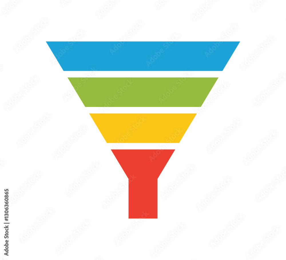 Sale marketing funnels set. Business pyramid template with four steps ...