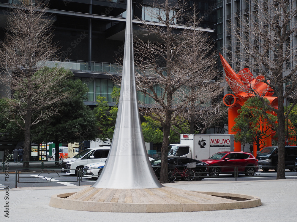 TOKYO, JAPAN - March 4, 2025: Detail of a Sundial sculpture by Hiroshi ...