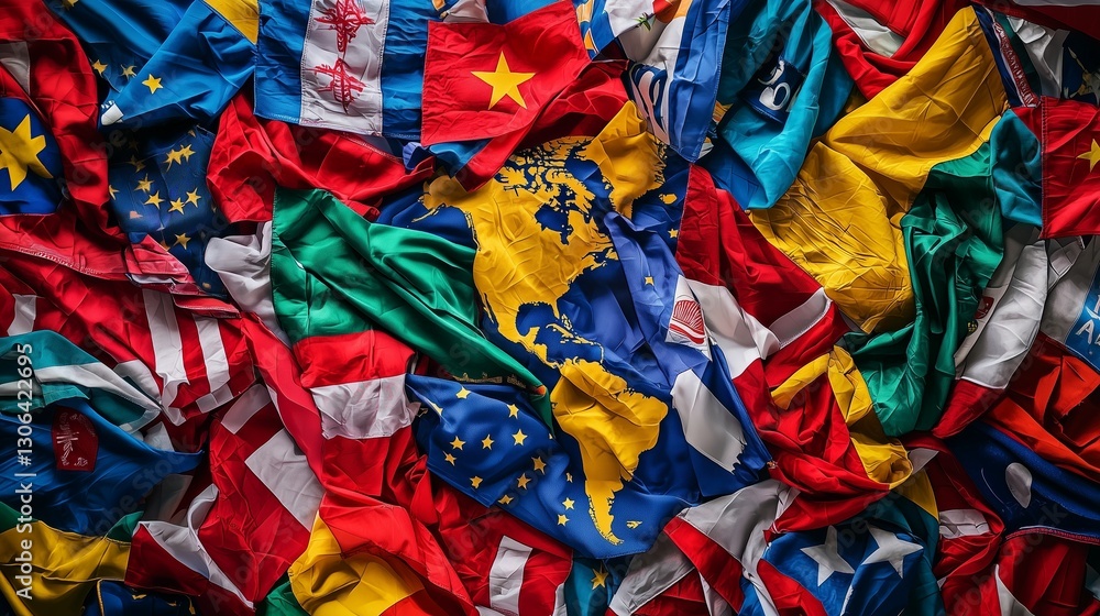 Flags symbolize global unity and international diplomacy. Stock ...
