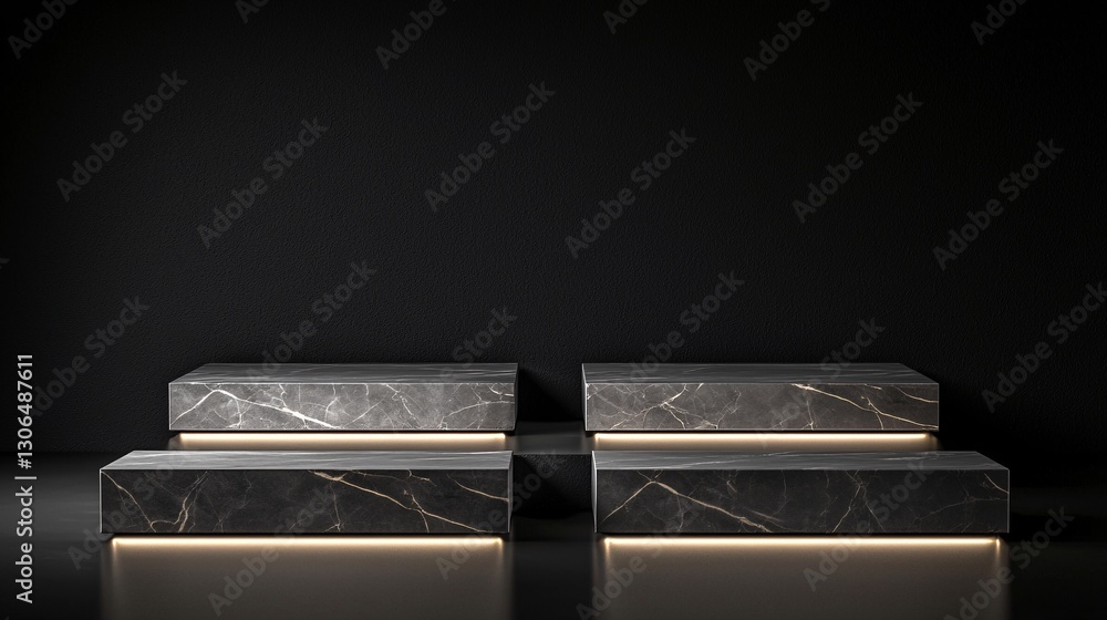 Floating marble 3D podium, high-end luxury aesthetic, soft glowing ...