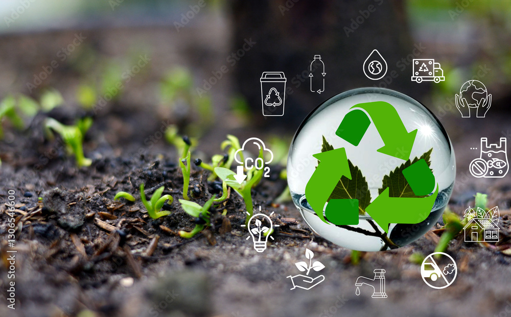 Climate neutral long term strategy. Zero waste, net zero concept ...