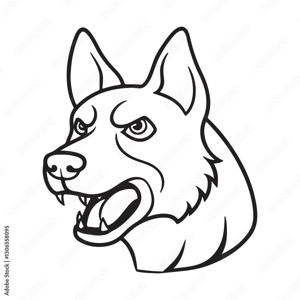 Dog Head Outline Drawing for Coloring Page Stock Vector | Adobe Stock