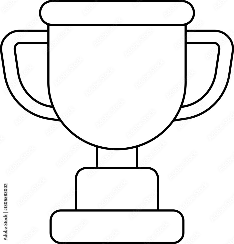 Champion Trophy outline flat vector illustration isolated. Winner's ...