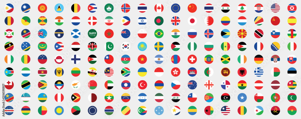 National flags in circle shape. National flags set. World flags. Flags ...