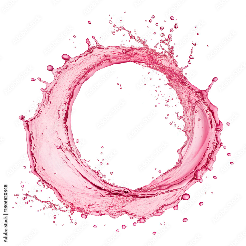 pink water splash in ring shape isolated on white background png Stock ...