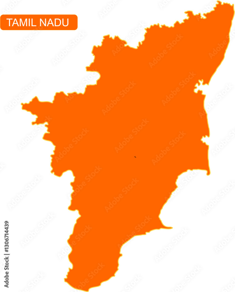 Map of Indian state Tamil Nadu in solid orange color Stock Vector ...