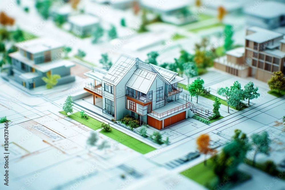 Modern architectural model of contemporary urban house design on ...