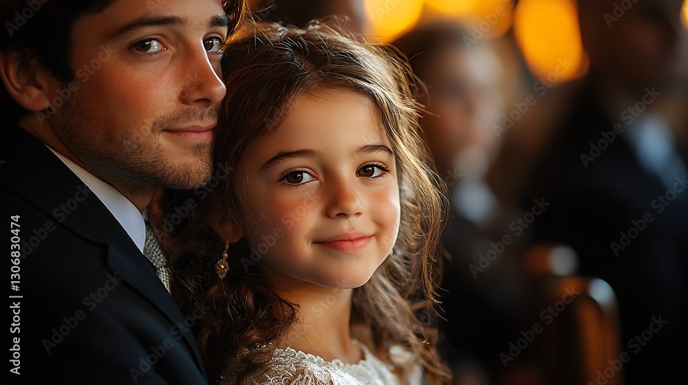 Young girl in wedding dress at small intimate wedding ceremony with ...