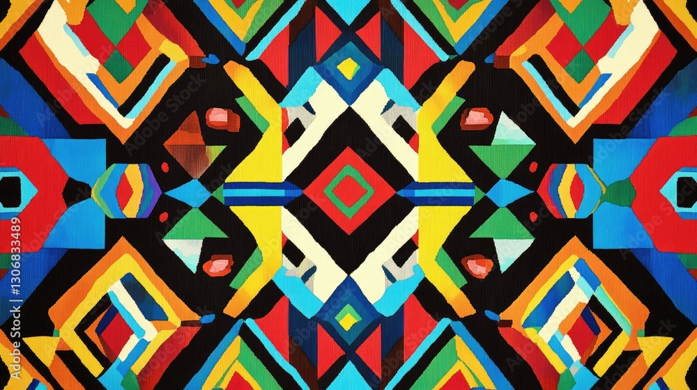Abstract South African pattern with traditional Zulu beadwork motifs ...