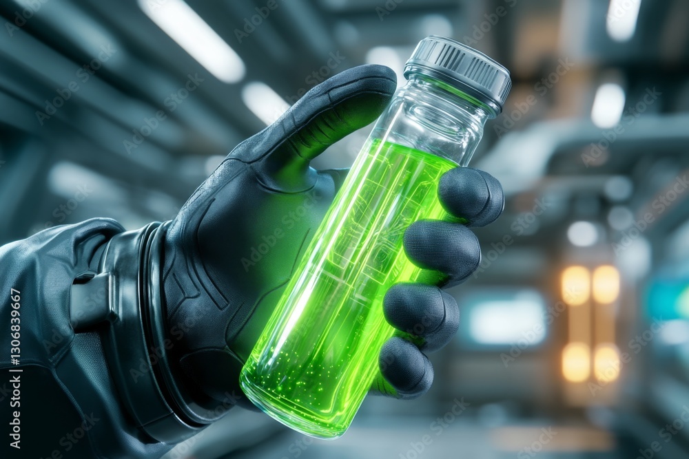 A futuristic laboratory where scientists are genetically engineering ...