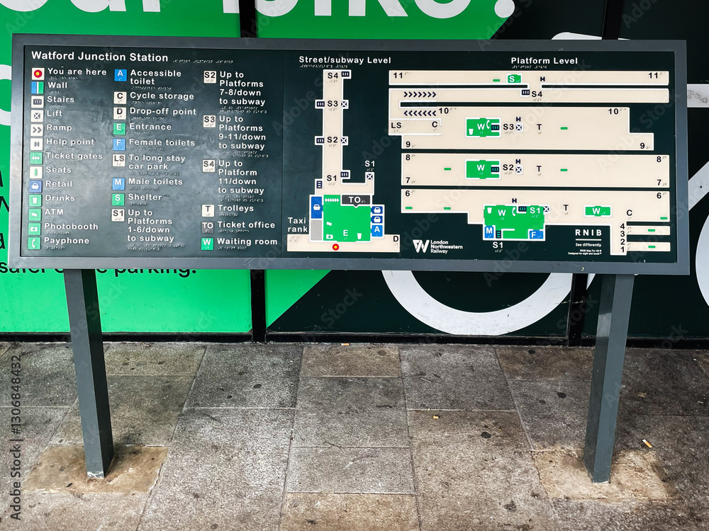Watford Junction Station platform layout map with facilities and ...