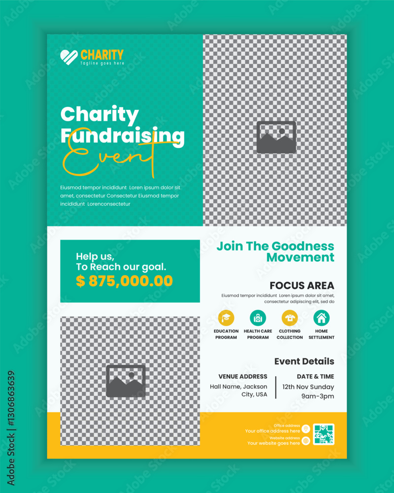 Charity Activities and Donation Event A4 Size Flyer Design Template or ...