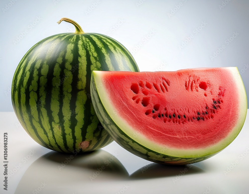 Fotografía profesional, de una sandia y otra partida por la mitad ...