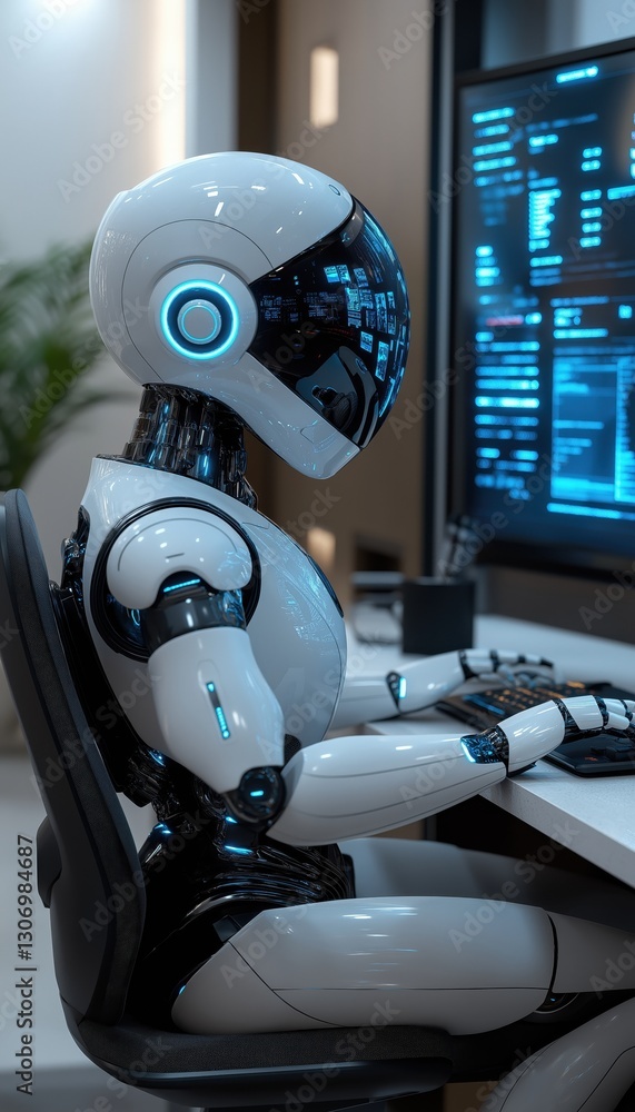 Agentic AI Robot Programmer Coding in Modern Office - Futuristic Tech ... Agentic AI Robot Programmer Coding in Modern Office - Futuristic Tech ...