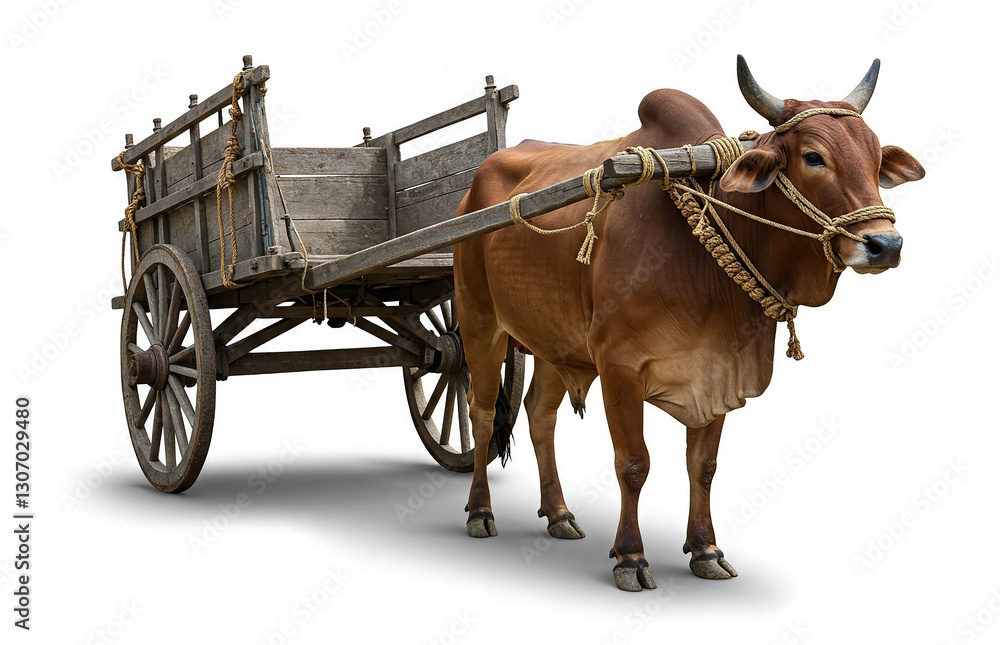 Bullock Cart on white background. Traditional Bullock Cart, farmer ...