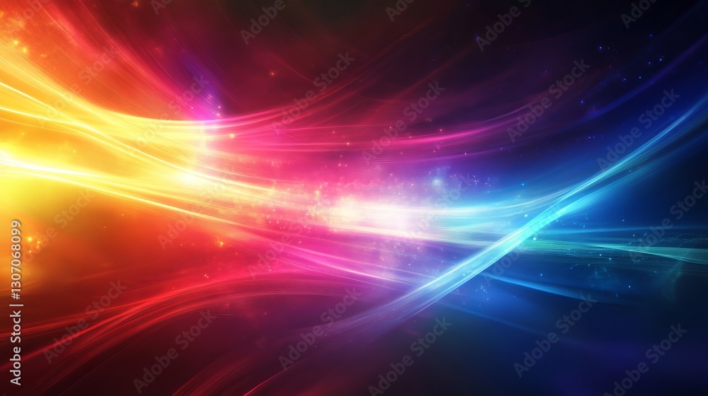 Floating light prisms scattering beams, abstract and cosmic, highly ...