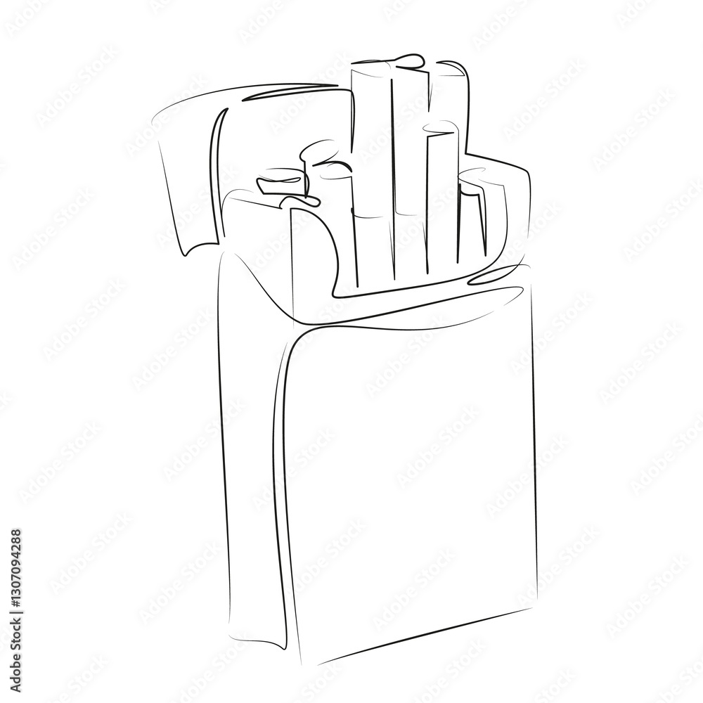 One continuous line art drawing flat illustration cigarette, addiction ...