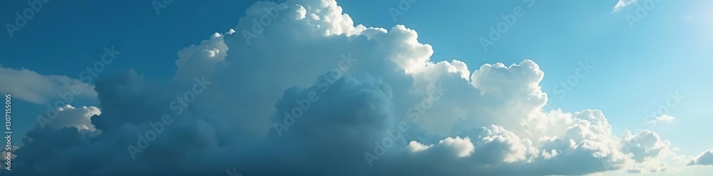 Gray cloud spreads across bright blue sky, ominous and foreboding, gray ...