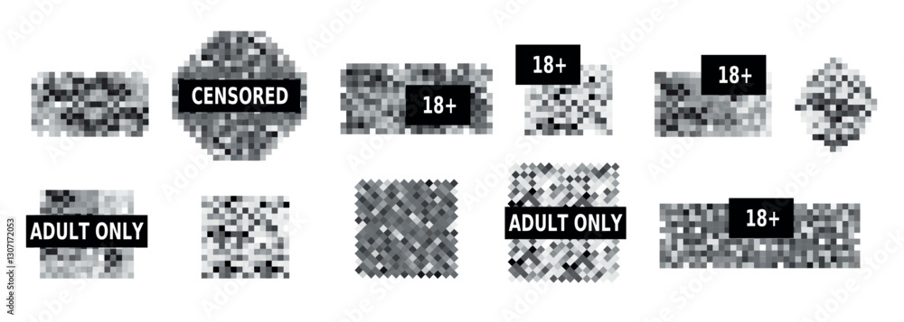 Censore pixels. Screen tv censoring bars square sign, pixel mosaic blur ...