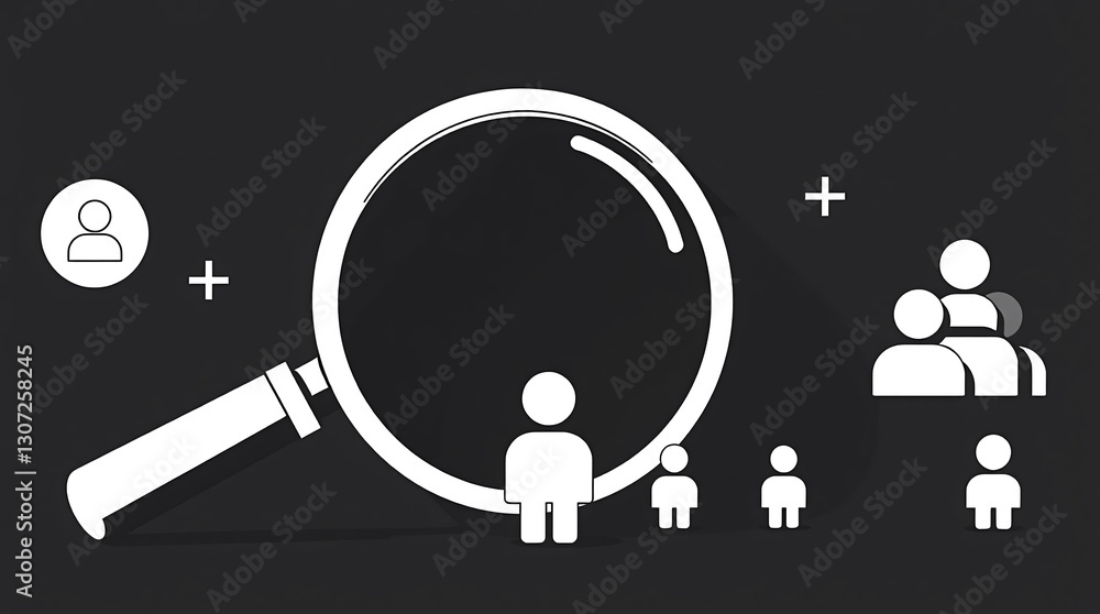 Magnifying Glass Examining People Figures for HR Recruitment, employee ...