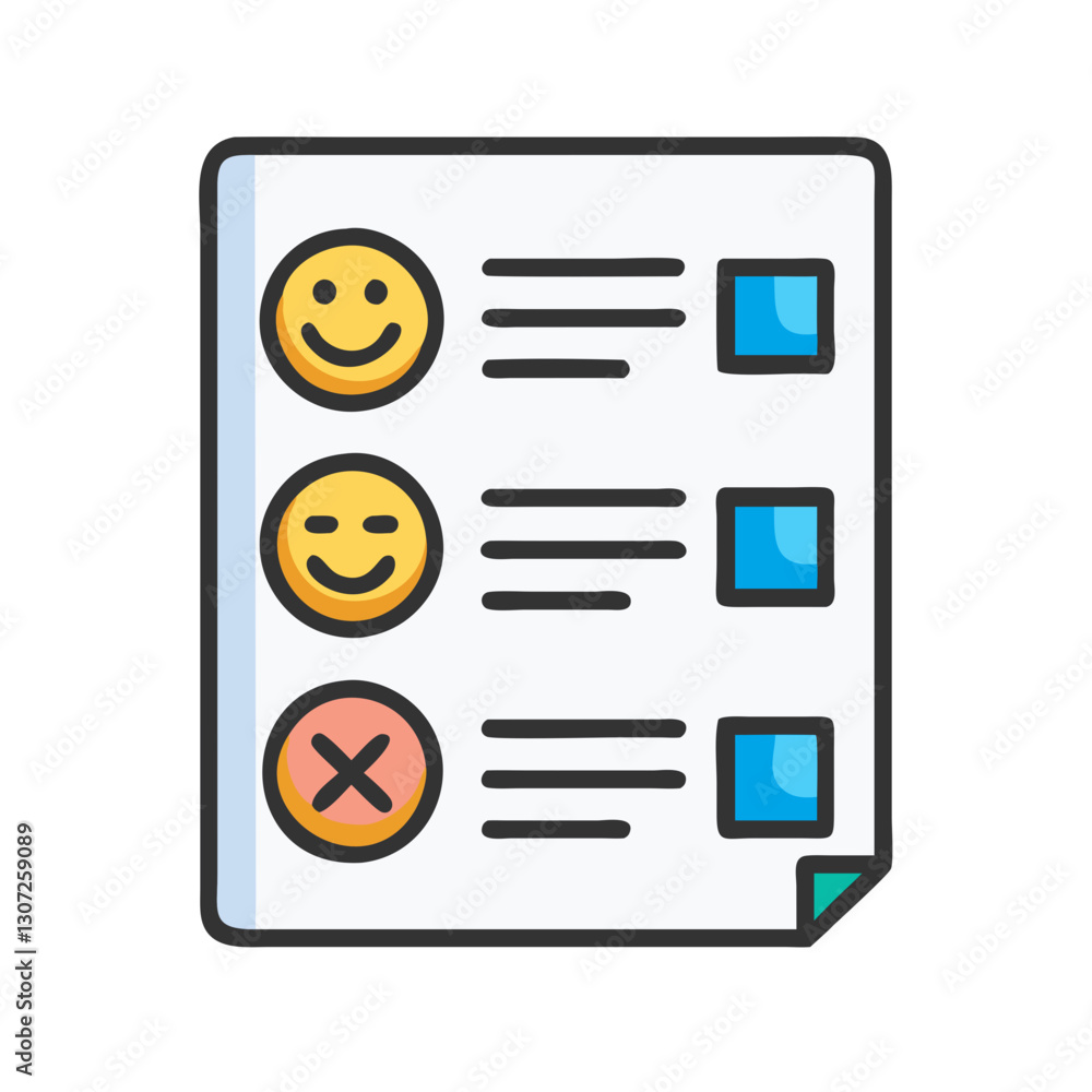 Checklist with smiley faces and checkmarks Stock Vector | Adobe Stock