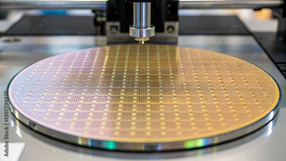Gold-plated silicon wafer in semiconductor fabrication process with ...
