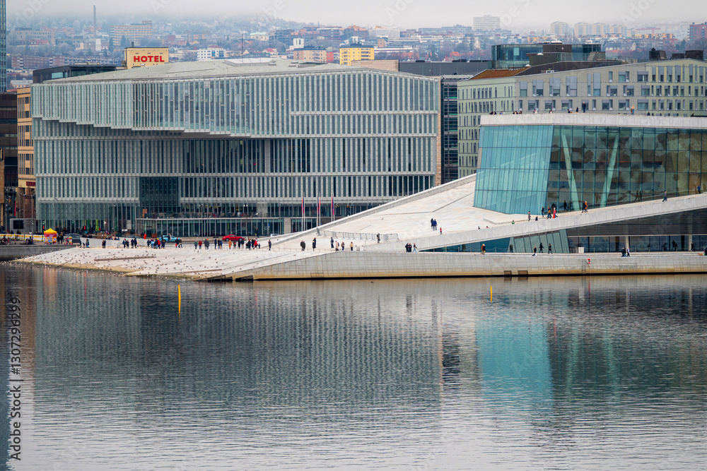 Cityscape of Oslo with modern architecture, buildings the Central ...