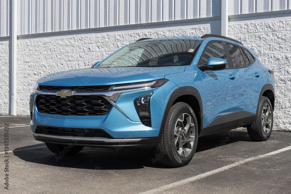 Chevrolet Trax 1LT Small SUV display at a dealership. Chevy offers the ...