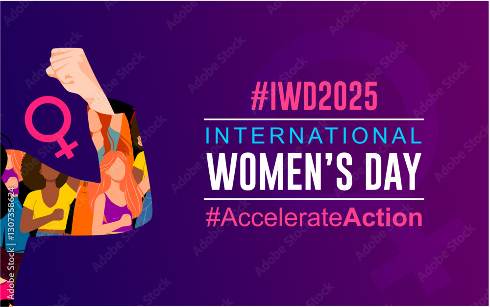 Accelerate action - International women's day concept poster. 2025 women's day campaign theme ...