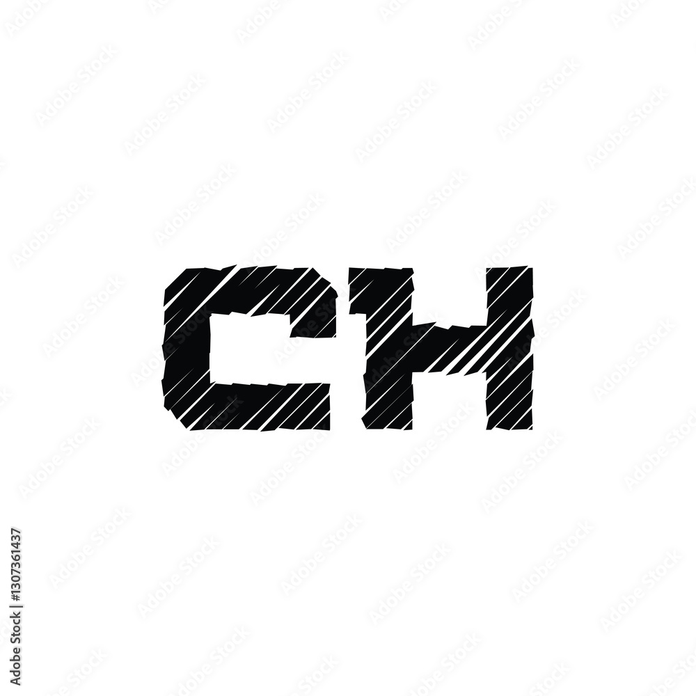 CH monogram logo design letter text name symbol monochrome logotype ...