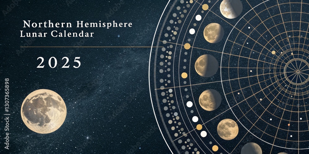 2025 Northern Hemisphere Lunar Calendar Circular Chart Design, Moon ...