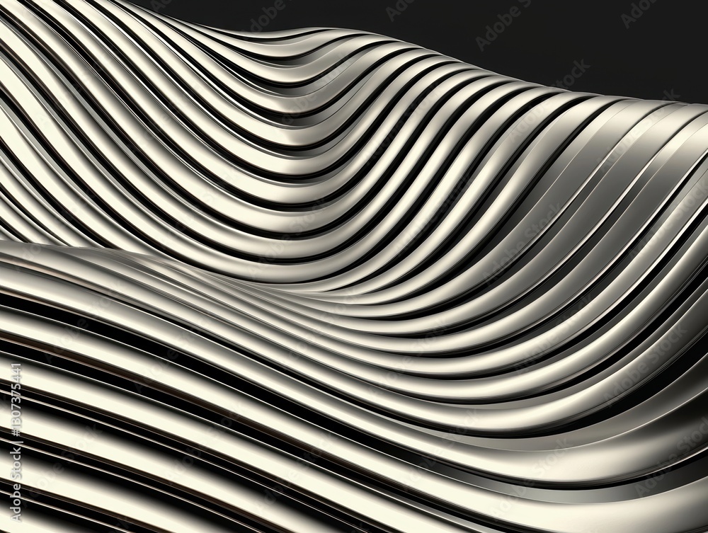 Thin platinum curved lines forming a continuous Art Deco wave pattern ...