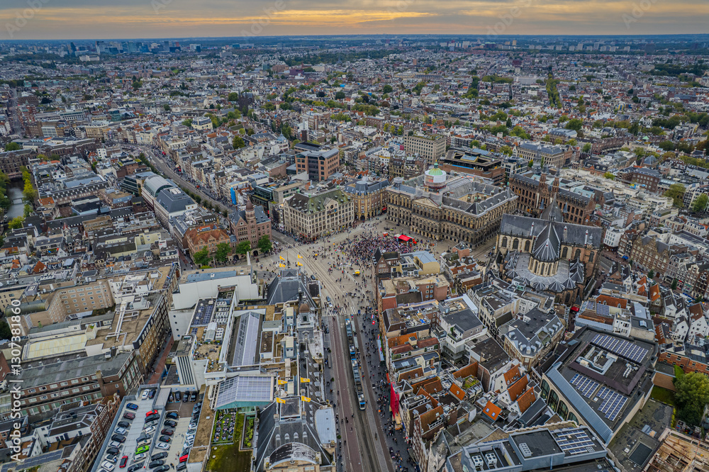 Stunning aerial view of Koninklijk Paleis - The Royal Palace in ...