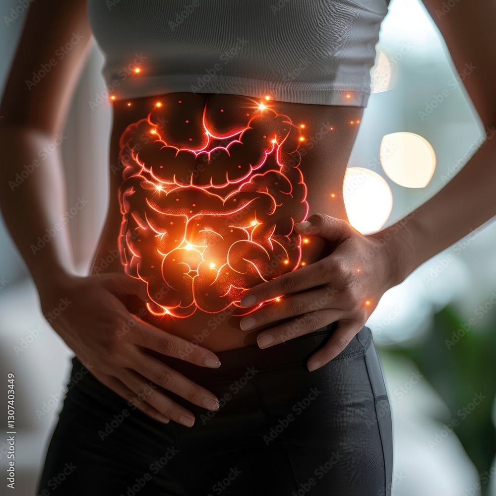 Bowel discomfort in abdomen - gut tension, intestinal cramp, stomach ...