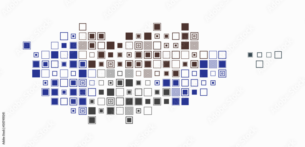 Cyprus, shape of the country built of colored cells. Digital style map ...