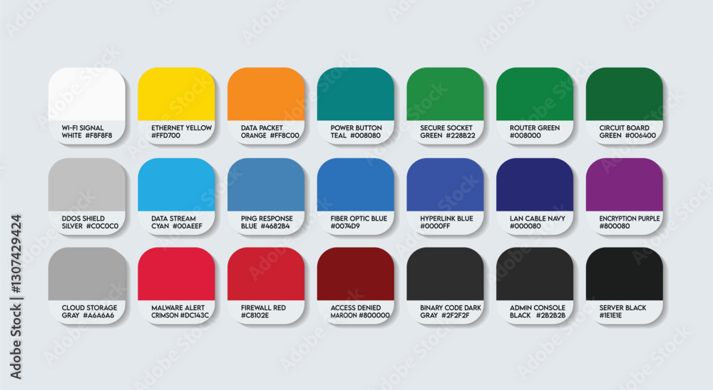Network Administrator Color Guide Palette with Color Names. Catalog ...