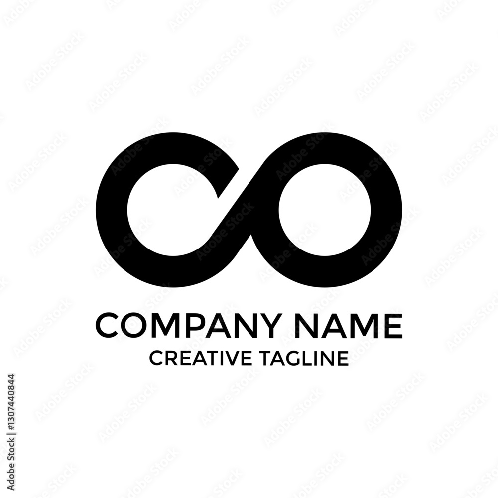 Initial lowercase letter CO linked circle rounded logo vector template ...